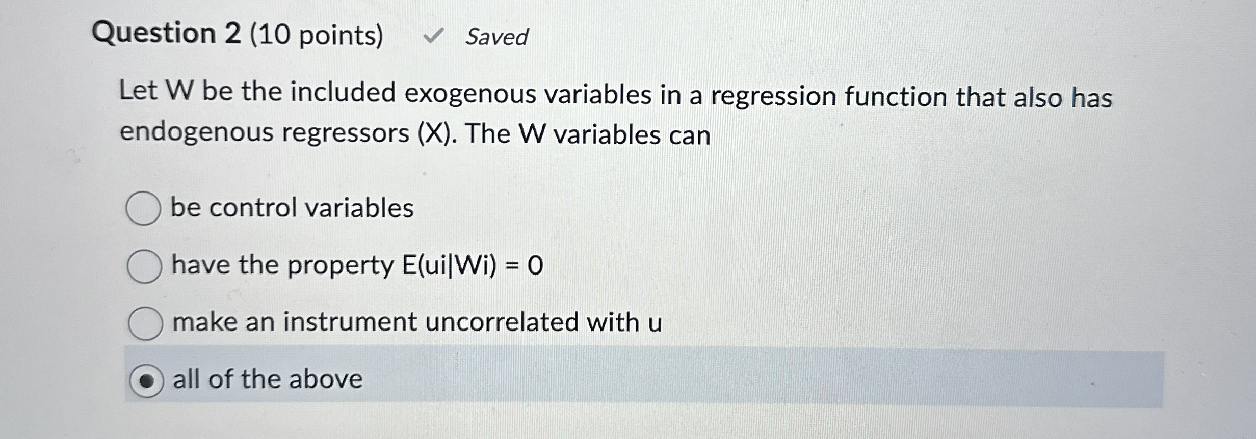 Solved Question 2 (10 ﻿points) ﻿SavedLet W be the included | Chegg.com