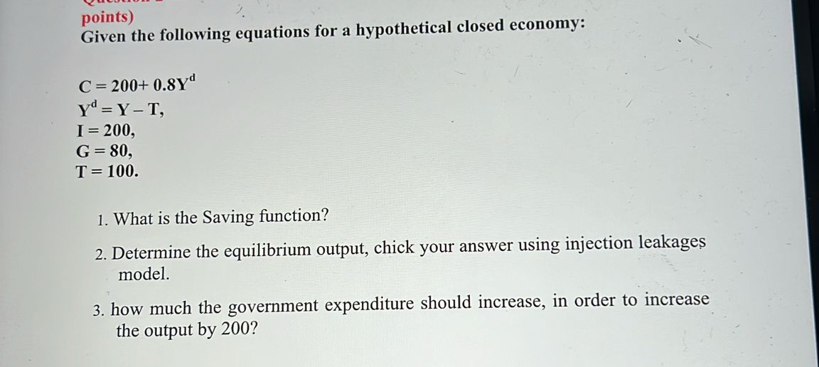 Solved points)Given the following equations for a | Chegg.com