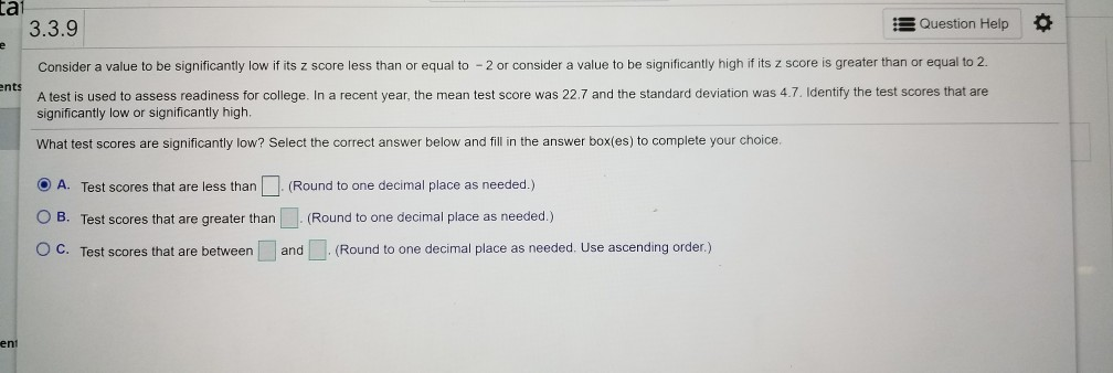 Solved tai 3.3.9 s Question Help e ents Consider a value to | Chegg.com Solved tai 3.3.9 s Question Help e ents Consider a value to | Chegg.com