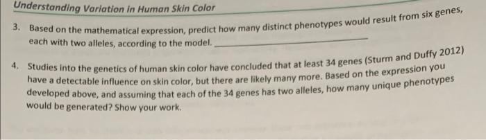 Solved Studen Understanding Variation in Human Skin Color | Chegg.com
