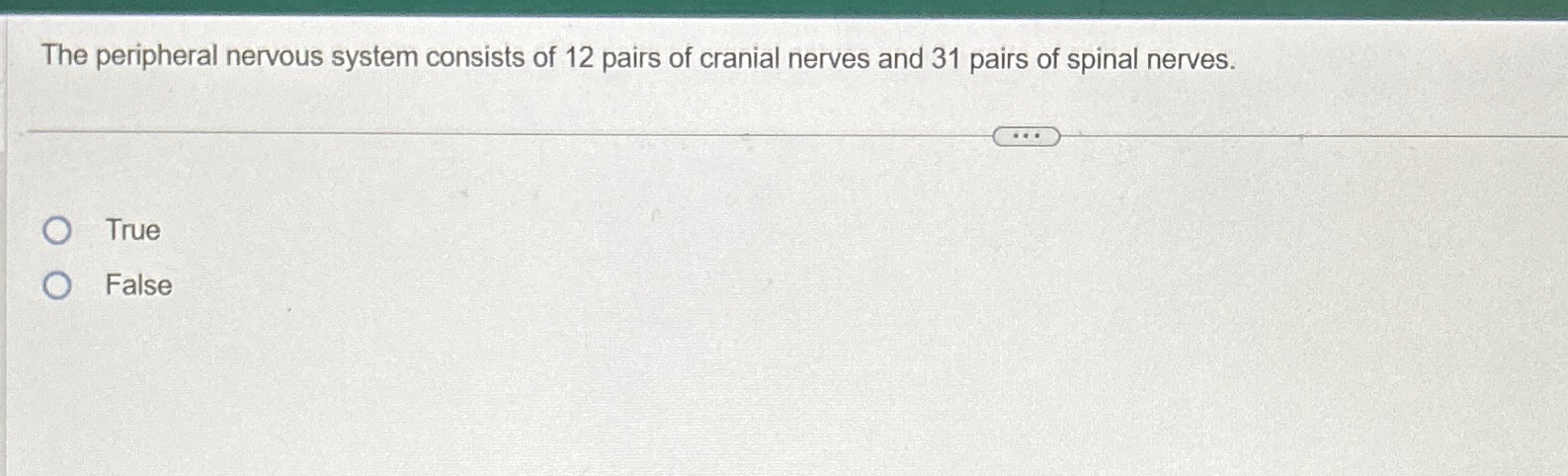Solved The peripheral nervous system consists of 12 ﻿pairs | Chegg.com