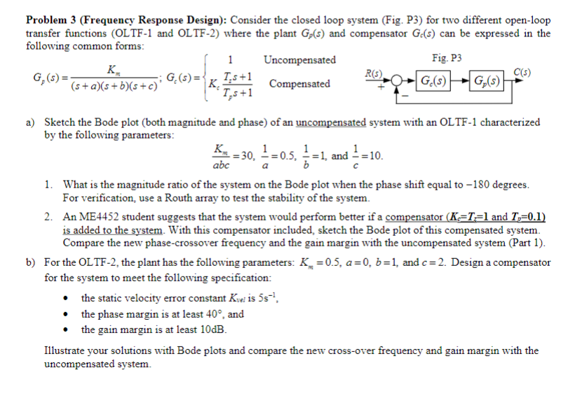 Problem 3 (Frequency Response Design): Consider the | Chegg.com