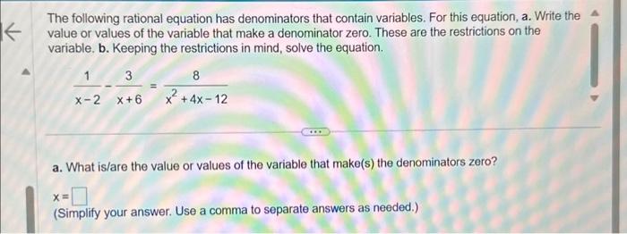 Solved The following rational equation has denominators that | Chegg.com
