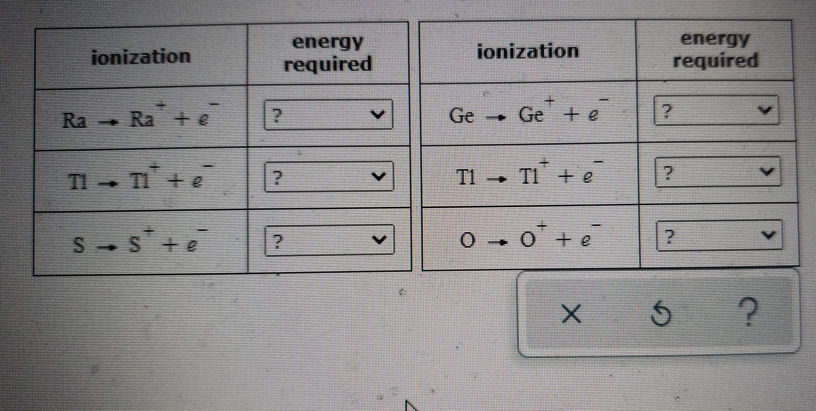 Solved two sets of ionization are shown in the table below | Chegg.com