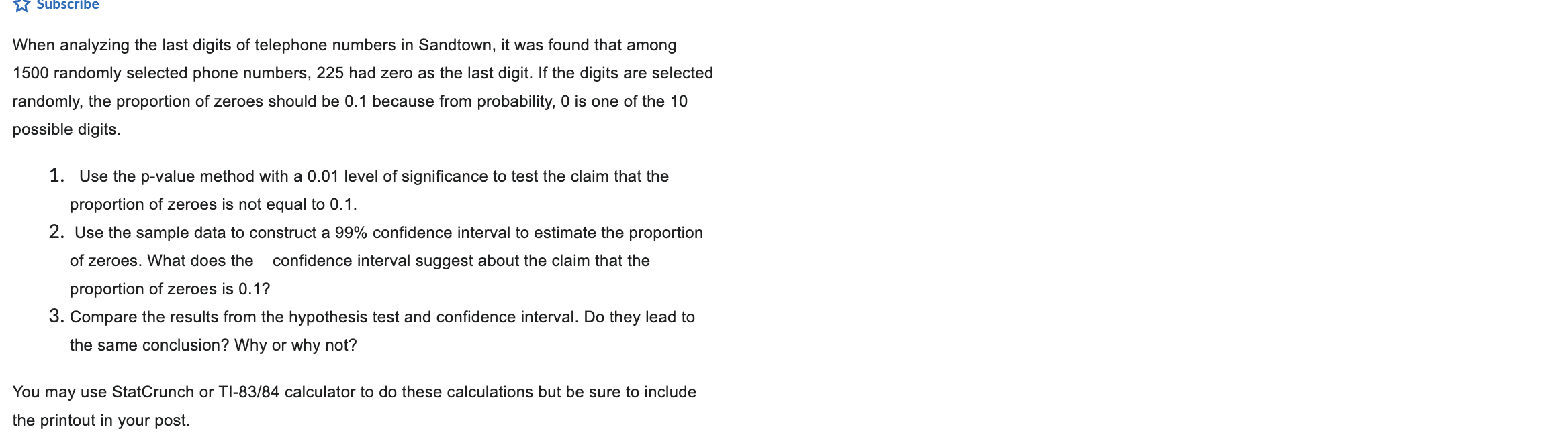 Solved When analyzing the last digits of ﻿telephone numbers | Chegg.com