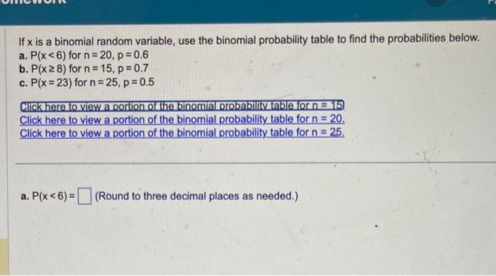 Solved If x is a binomial random variable, use the binomial | Chegg.com