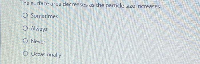 Solved The surface area decreases as the particle size | Chegg.com