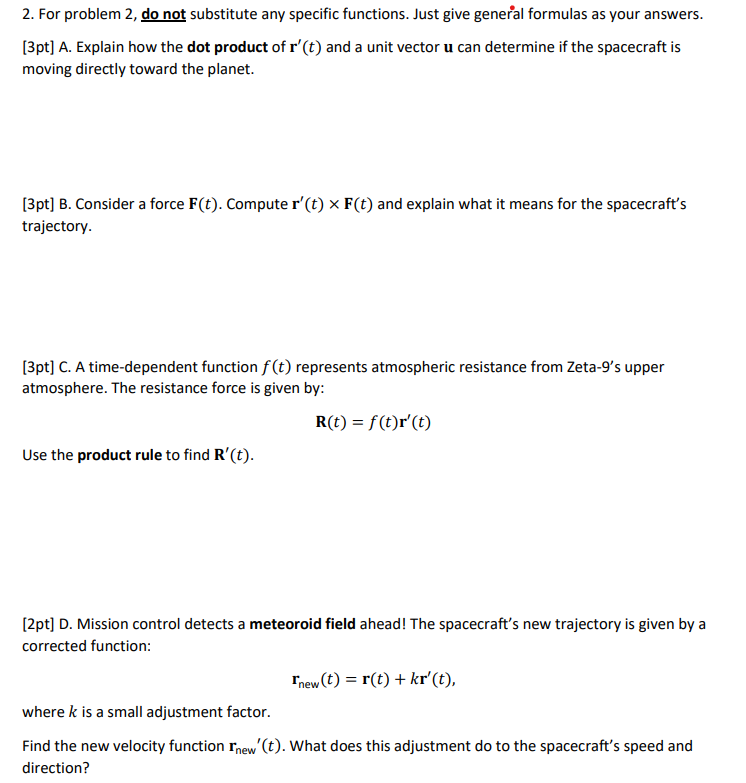 Solved For problem 2, do ﻿not substitute any specific | Chegg.com