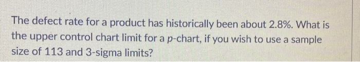 Solved The defect rate for a product has historically been | Chegg.com