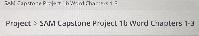 Solved Project > SAM Capstone Project 1b Word Chapters | Chegg.com
