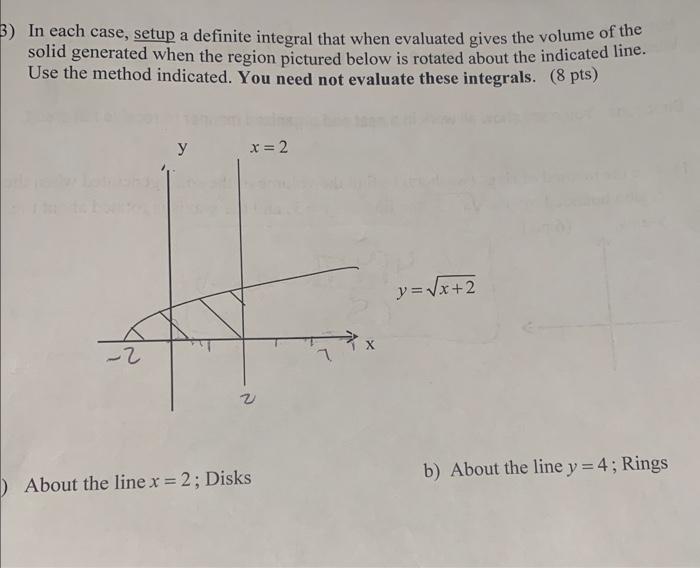 Solved In each case, setup a definite integral that when | Chegg.com