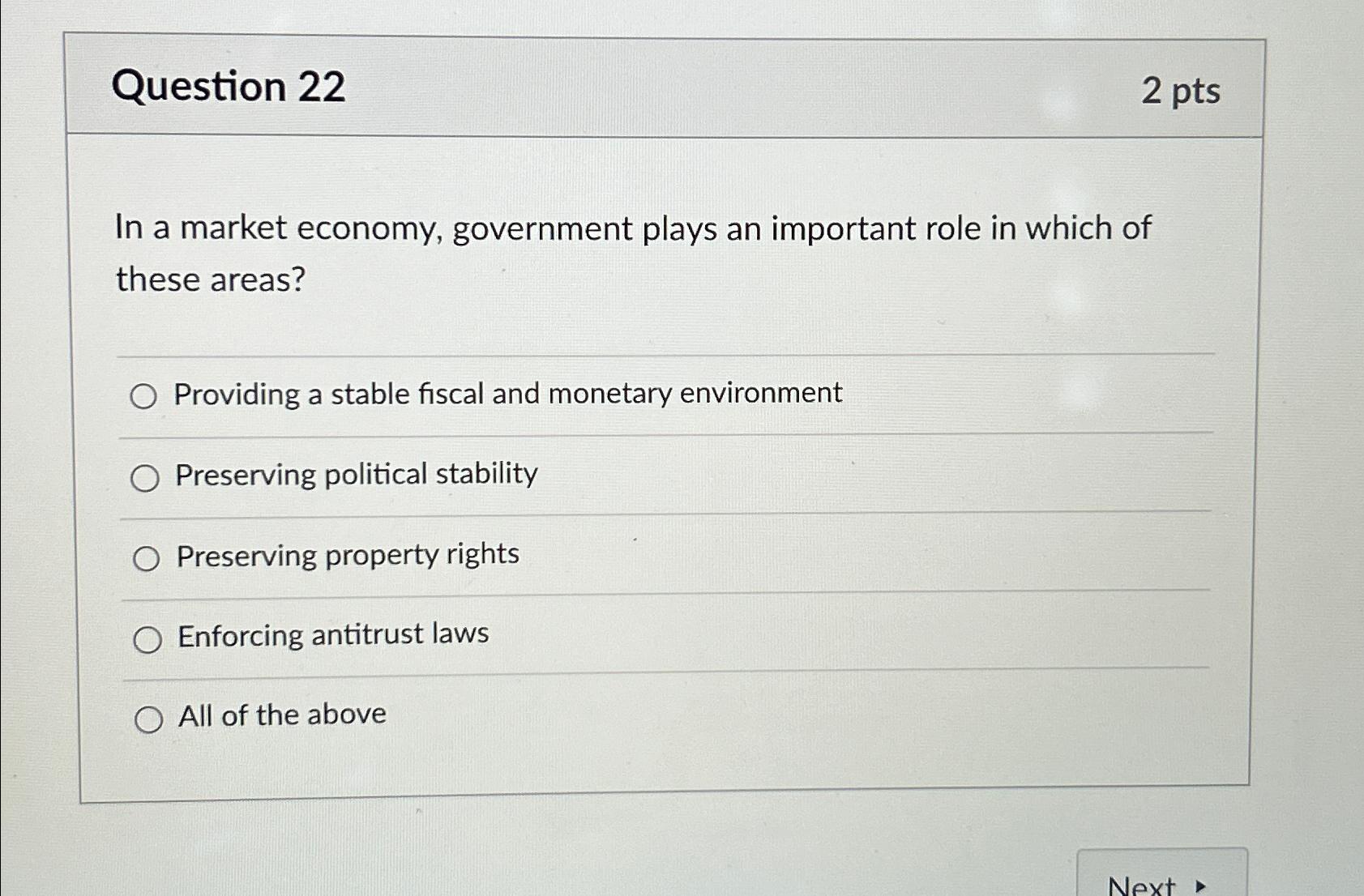 Solved Question 222 ﻿ptsIn a market economy, government | Chegg.com