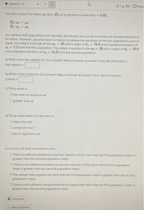 Solved You wish to test the following claim \\( | Chegg.com
