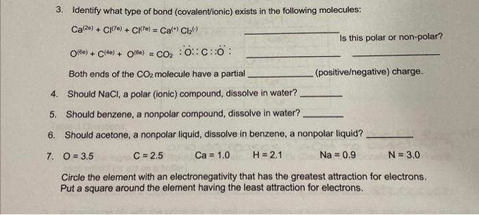 Solved 3. Identify what type of bond (covalent/ionic) exists | Chegg.com