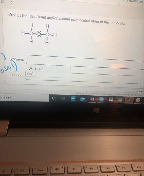 Solved 31 > P Resources Predict the ideal bond angles around | Chegg.com