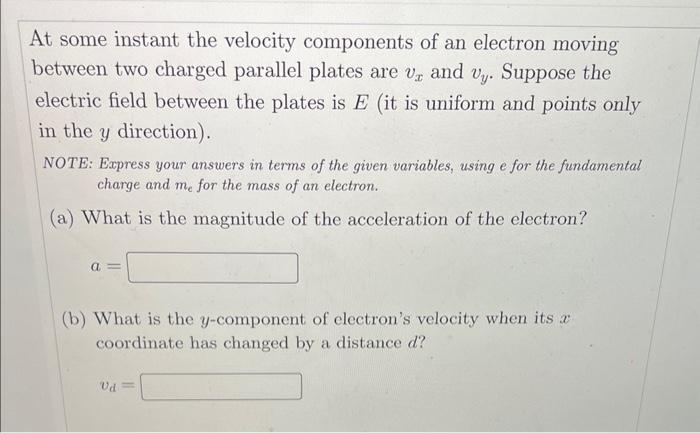 Solved At some instant the velocity components of an | Chegg.com