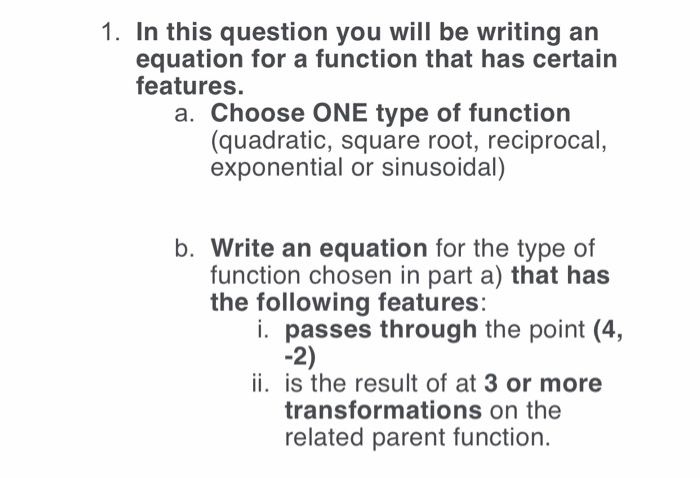 1. In this question you will be writing an equation | Chegg.com