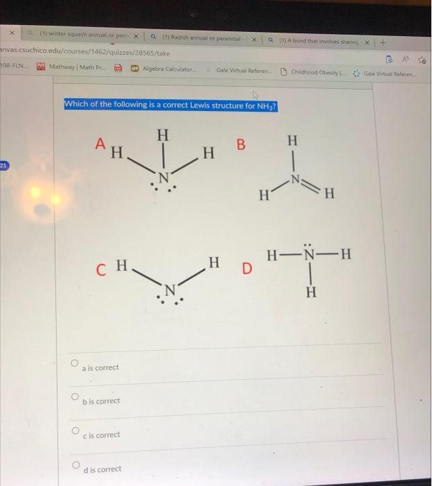 Solved Which Of The Following Is A Correct Lewis Structure