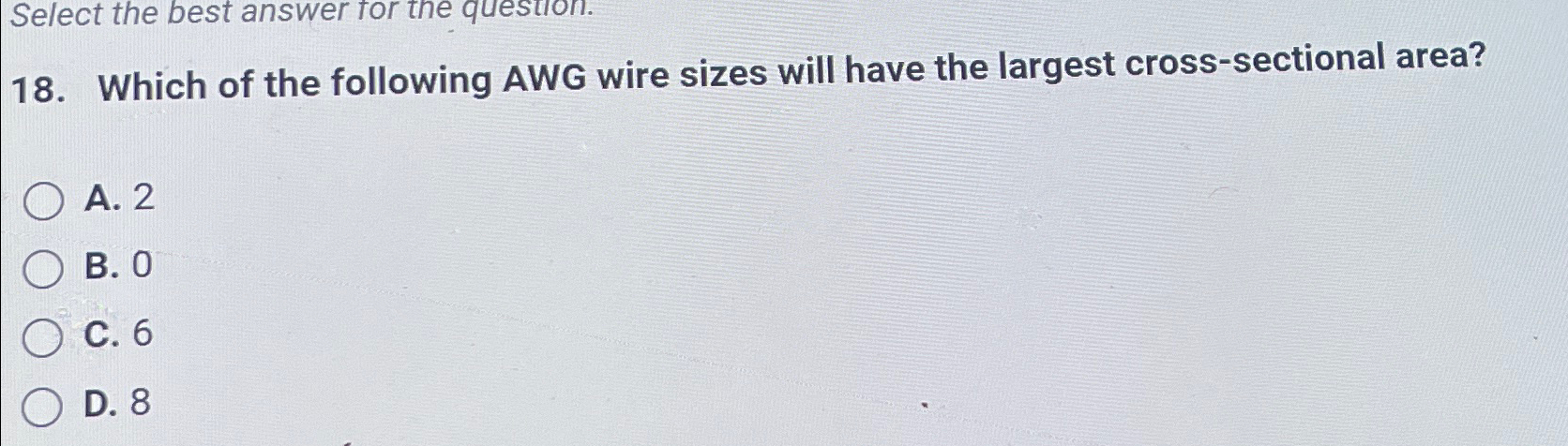Solved Which of the following AWG wire sizes will have the | Chegg.com