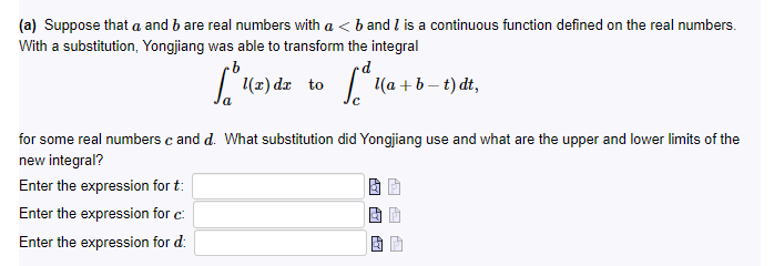 Solved (a) ﻿Suppose that a and b ﻿are real numbers with | Chegg.com