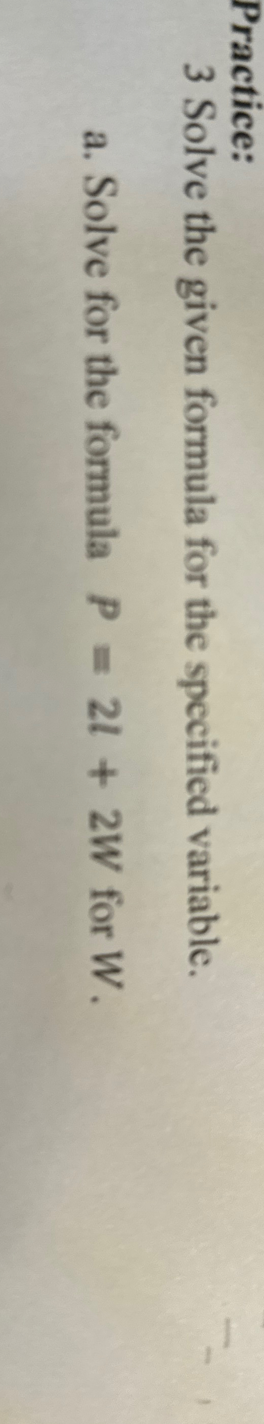 Solved Practice3 ﻿solve The Given Formula For The Specified 6906