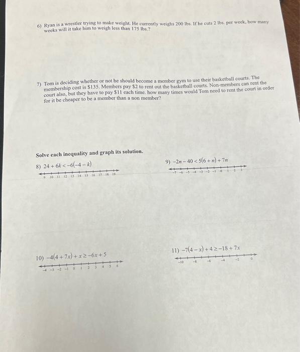 Inequality Word Problems Worksheet