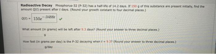 Solved Radioactive Decay Phosphorus-32 (P-32) has a | Chegg.com