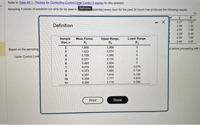 Solved Based on the sampling done, the control limits for 3 | Chegg.com