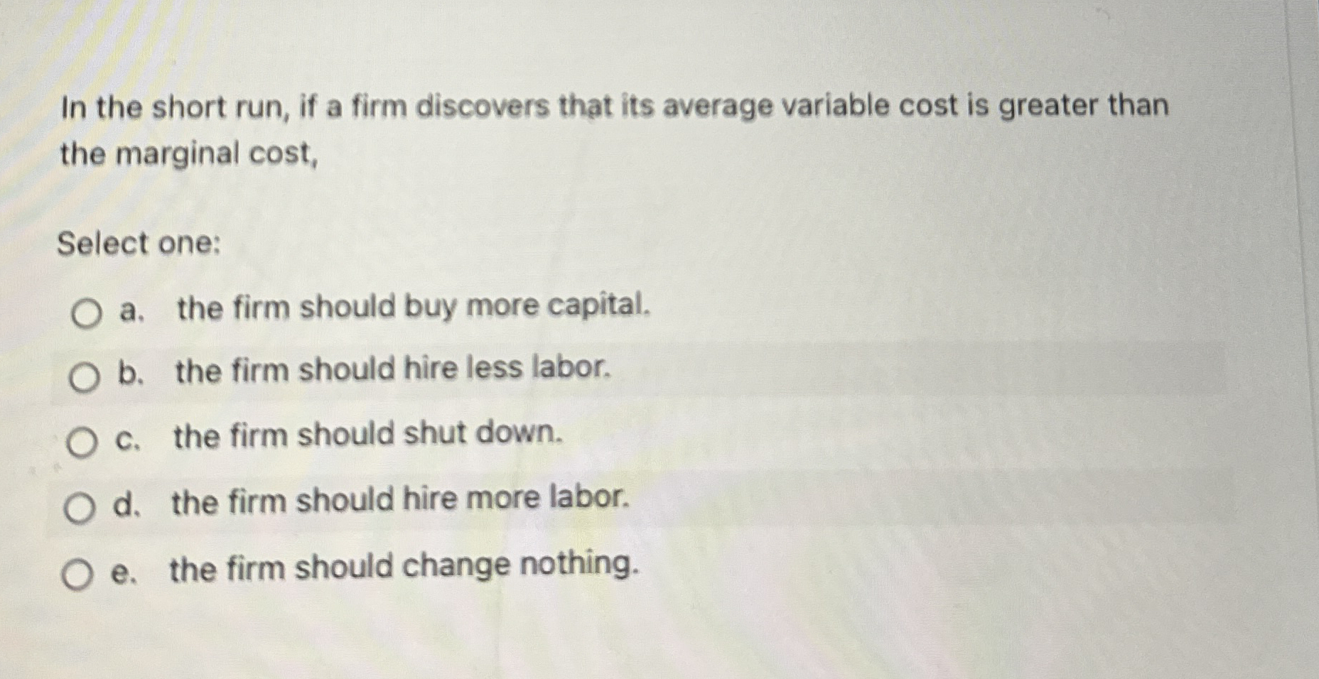 Solved In the short run, if a firm discovers that its | Chegg.com