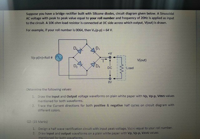 Solved Suppose you have a bridge rectifier built with | Chegg.com