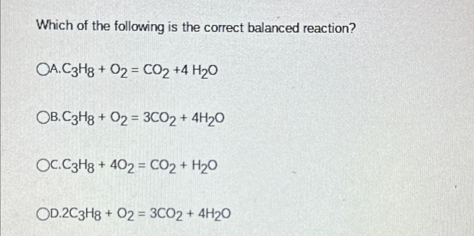 Which of the following is the correct balanced | Chegg.com