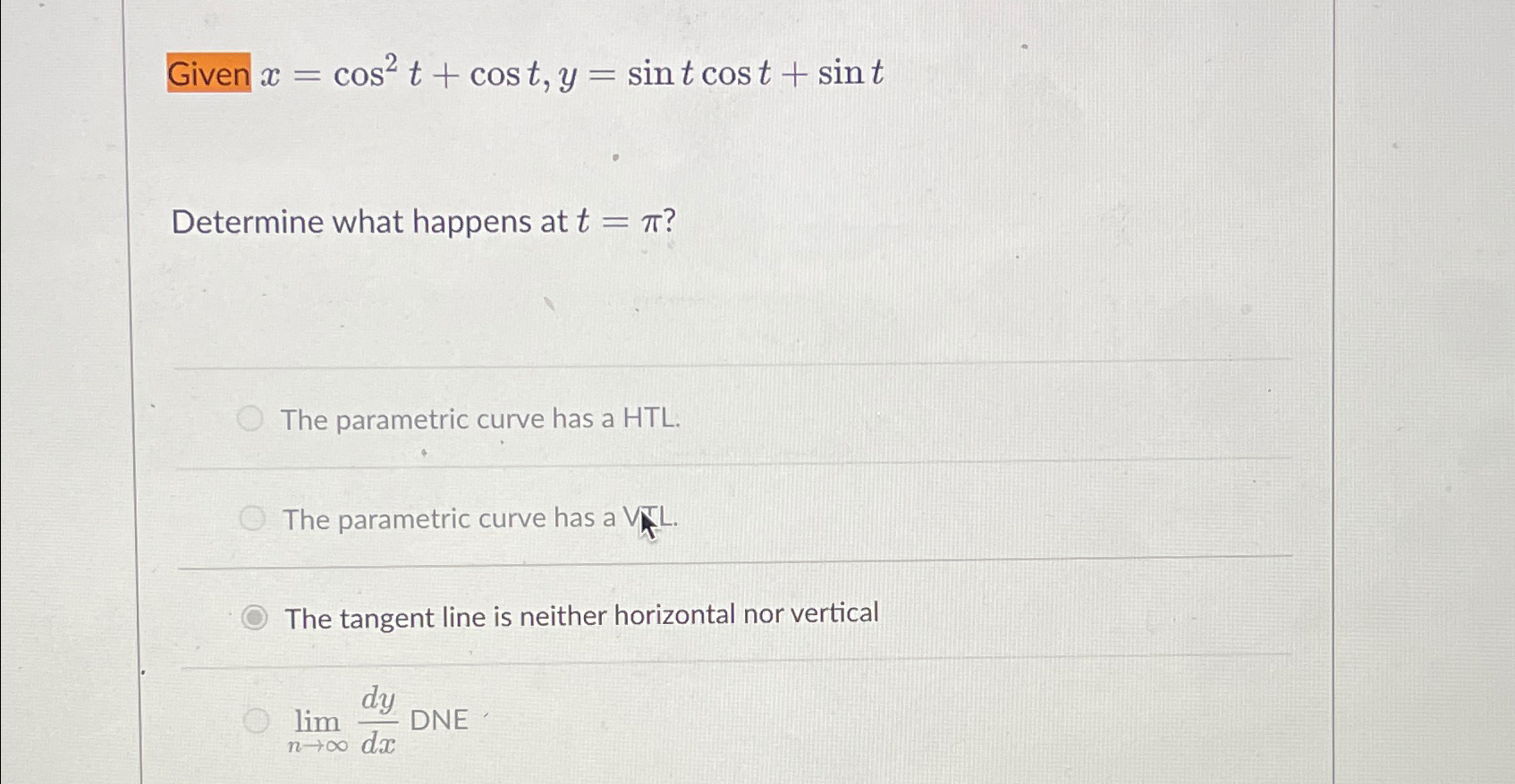 Given x=cos2t+cost,y=sintcost+sintDetermine what | Chegg.com
