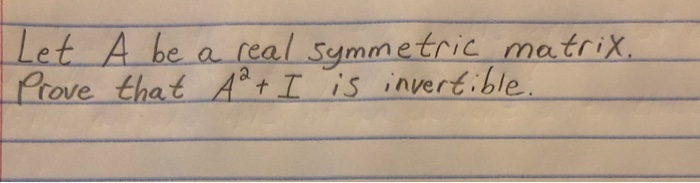 Solved Let Prove A be a real symmetric matrix. that A² + I | Chegg.com