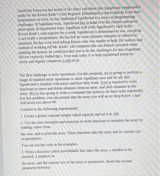 Solved Squilliam Fancyson has heard of the fancy calculator | Chegg.com