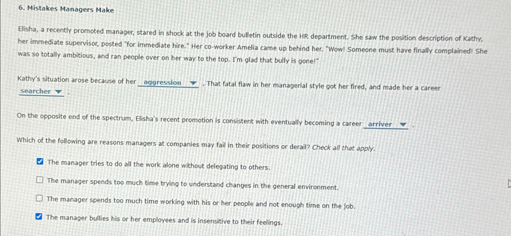 Solved Mistakes Managers MakeElisha, a recently promoted | Chegg.com