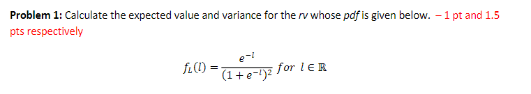 Solved Problem 1: Calculate the expected value and variance | Chegg.com
