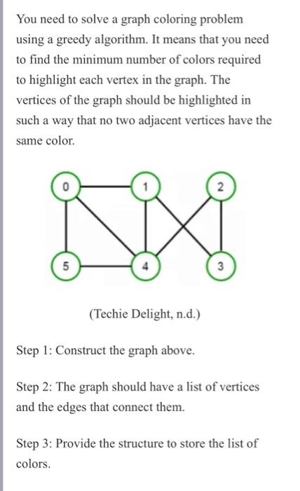 Solved You need to solve a graph coloring problem using a | Chegg.com