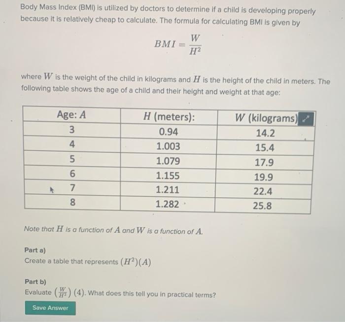 Solved Body Mass Index (BMI) is utilized by doctors to | Chegg.com