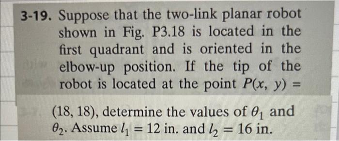 Solved 19. Suppose that the two-link planar robot shown in | Chegg.com