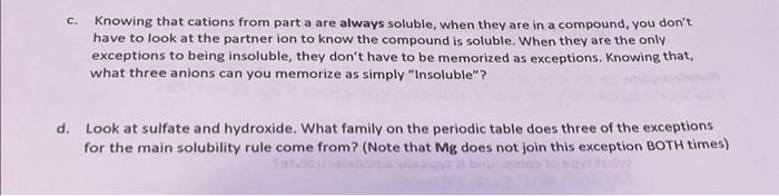 Solved c. Knowing that cations from part a are always | Chegg.com
