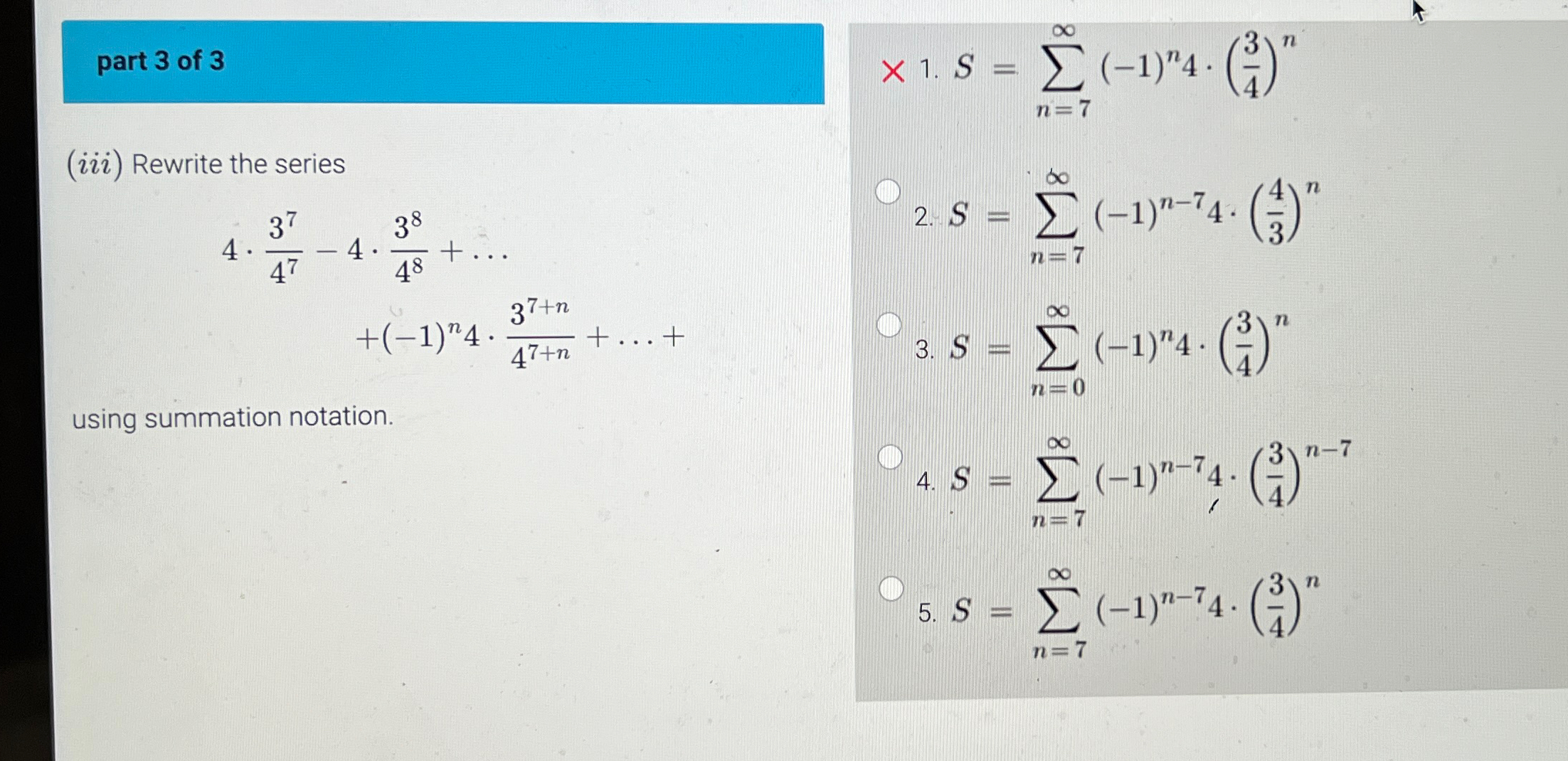 Solved part 3 ﻿of 3(iii) ﻿Rewrite the | Chegg.com