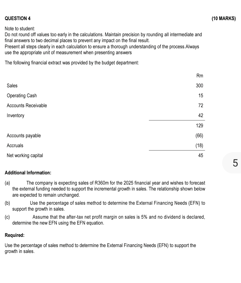 Solved QUESTION 4(10 ﻿MARKS)Note to student:Do not round off | Chegg.com