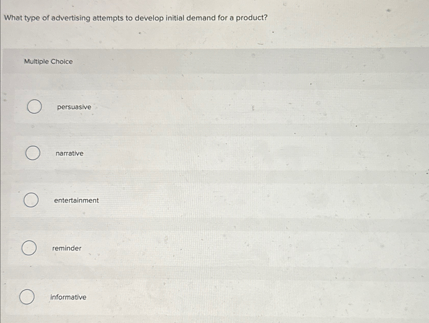 Solved What type of advertising attempts to develop initial | Chegg.com