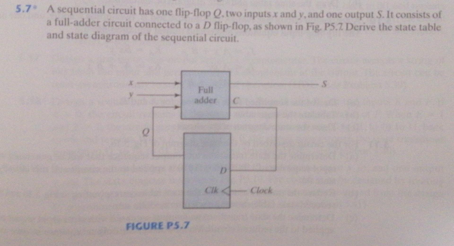 Solved 5.7. A sequential circuit has one flip-flop Q.two | Chegg.com