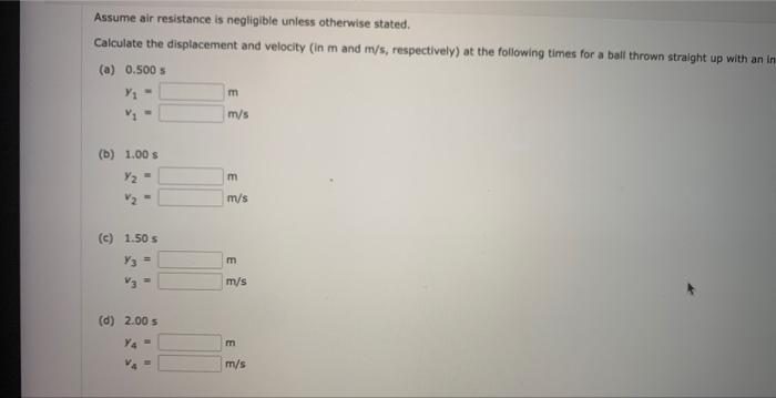 Solved Assume air resistance is negligible unless otherwise | Chegg.com