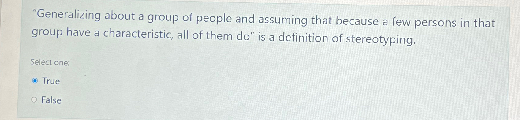 Solved "Generalizing about a group of people and assuming | Chegg.com