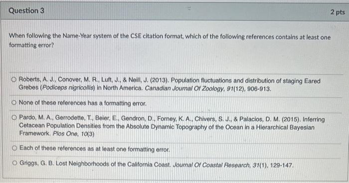 Solved When following the Name-Year system of the CSE | Chegg.com