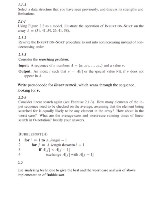 Solved 1.1-3 Select a data structure that you have seen | Chegg.com