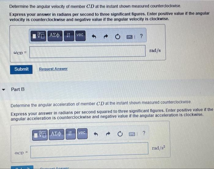 Solved Member AB has the angular velocity ωAB=5rad/s and | Chegg.com