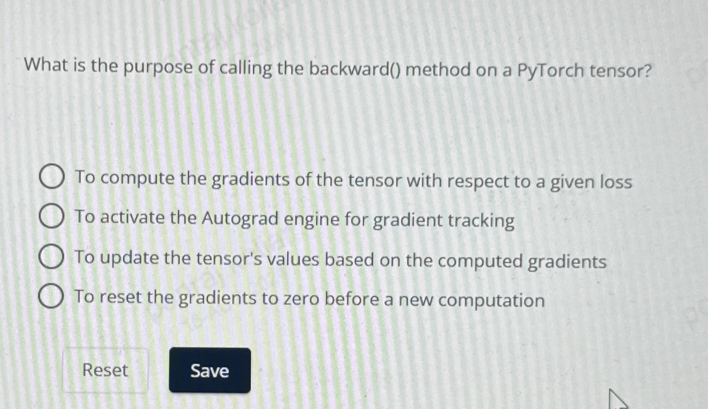 Solved What is the purpose of calling the backward() ﻿method | Chegg.com